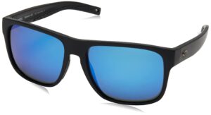 costa del mar mens spearo xl fishing and watersports square sunglasses, matte black/blue mirrored polarized-580g, 59 mm