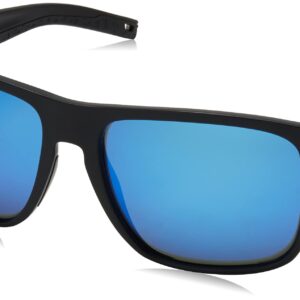 Costa Del Mar Mens Spearo XL Fishing and Watersports Square Sunglasses, Matte Black/Blue Mirrored Polarized-580G, 59 mm