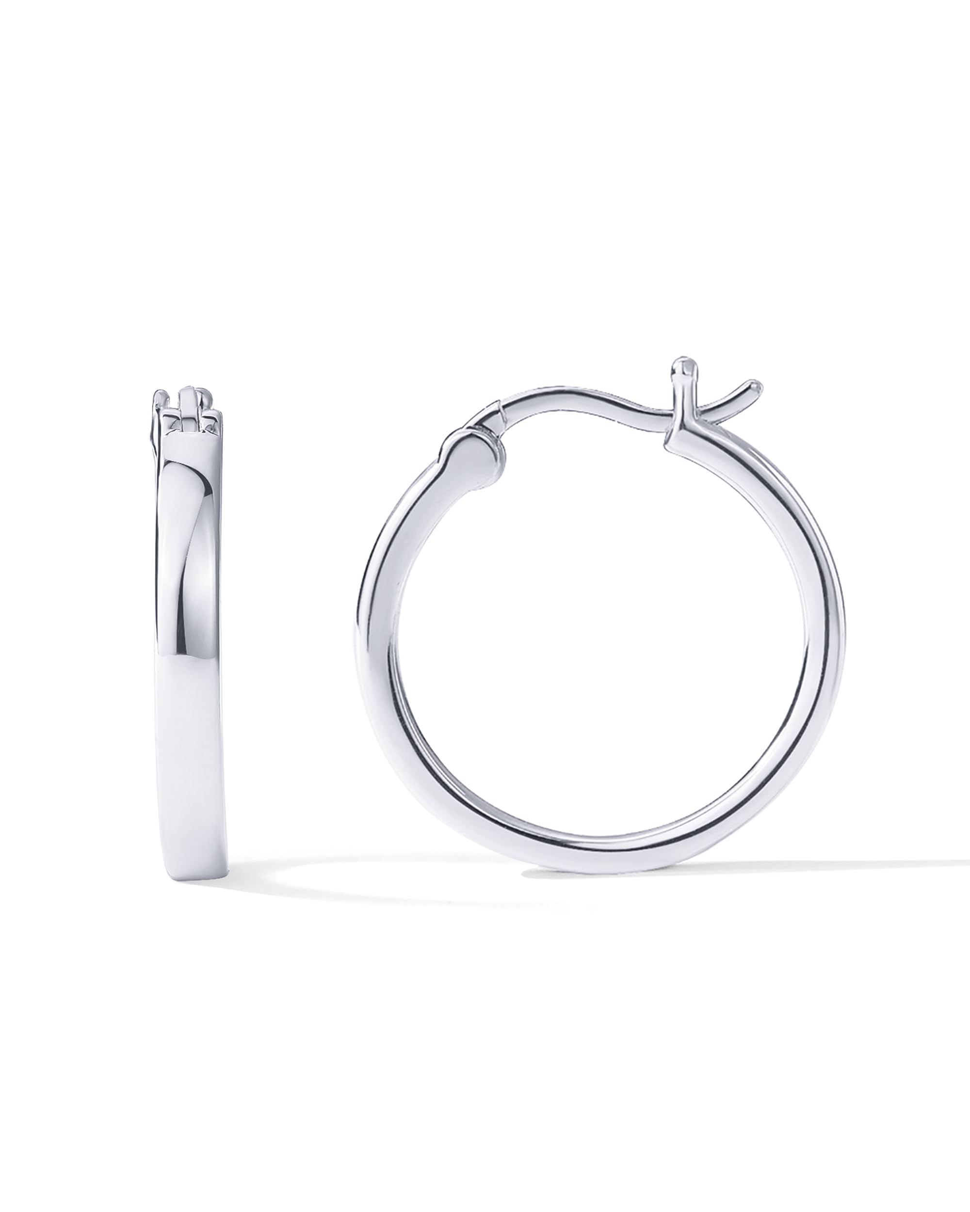 PAVOI 18K Gold Plated 925 Sterling Silver Post Lightweight Hoops | 20mm | Gold Hoop Earrings for Women (20.00, White Gold - Vermeil)