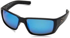 costa del mar man sunglasses matte black frame - blue mirror lenses, 60mm