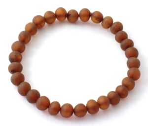 tiptopeco baltic amber adult stretch bracelet - 7 inches (18 cm) long - unpolished honey beads (cognac, 7.9 inches)