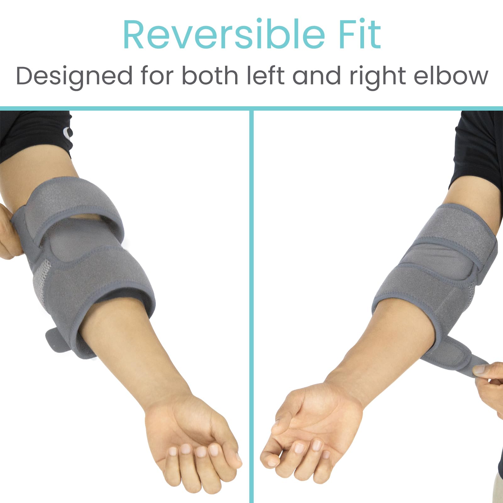 Vive Elbow Brace - Tennis Compression Sleeve - Wrap for Golfers, Bursitis, Left or Right Arm - Tendonitis Support Strap for Golf, Men and Women - Epicondylitis and Sports Recovery (Gray, Standard)