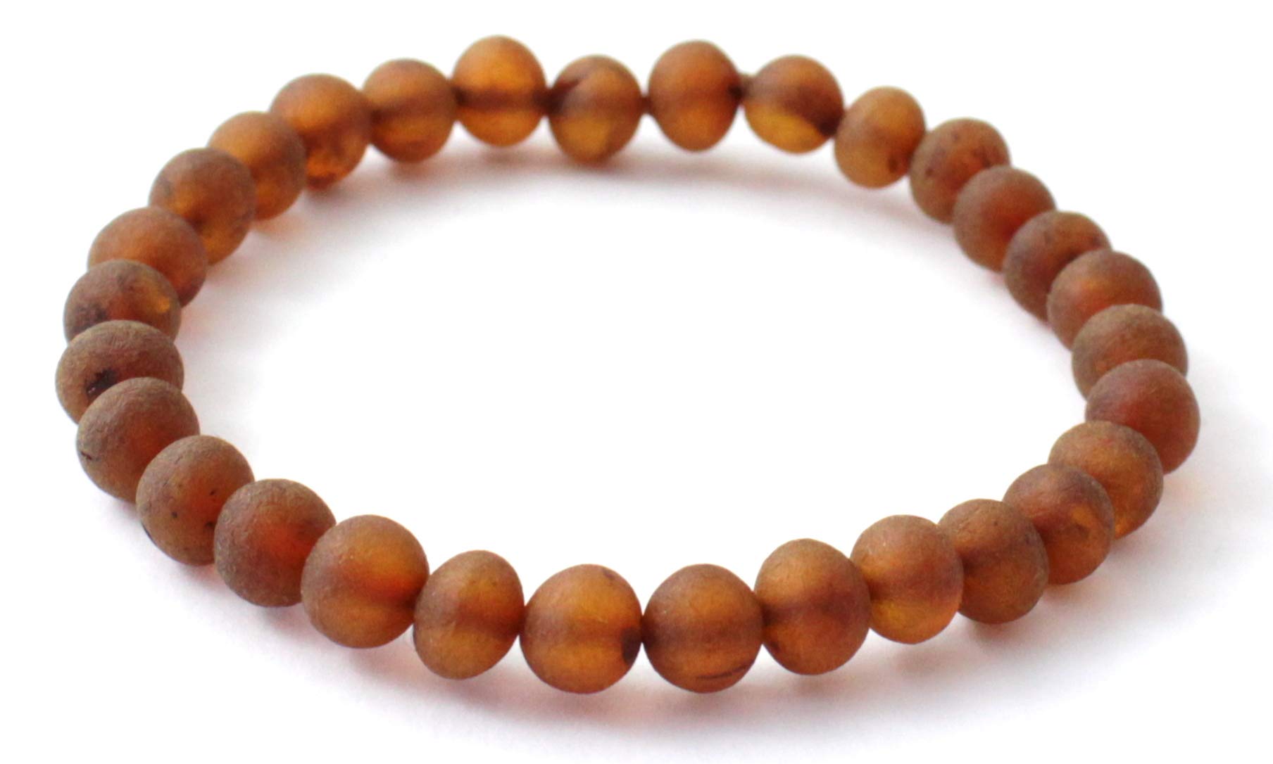 TipTopEco Baltic Amber Adult Stretch Bracelet - 7 Inches (18 cm) Long - Unpolished Honey Beads (Cognac, 7.9 inches)