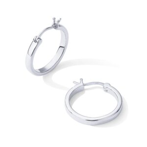 PAVOI 18K Gold Plated 925 Sterling Silver Post Lightweight Hoops | 20mm | Gold Hoop Earrings for Women (20.00, White Gold - Vermeil)