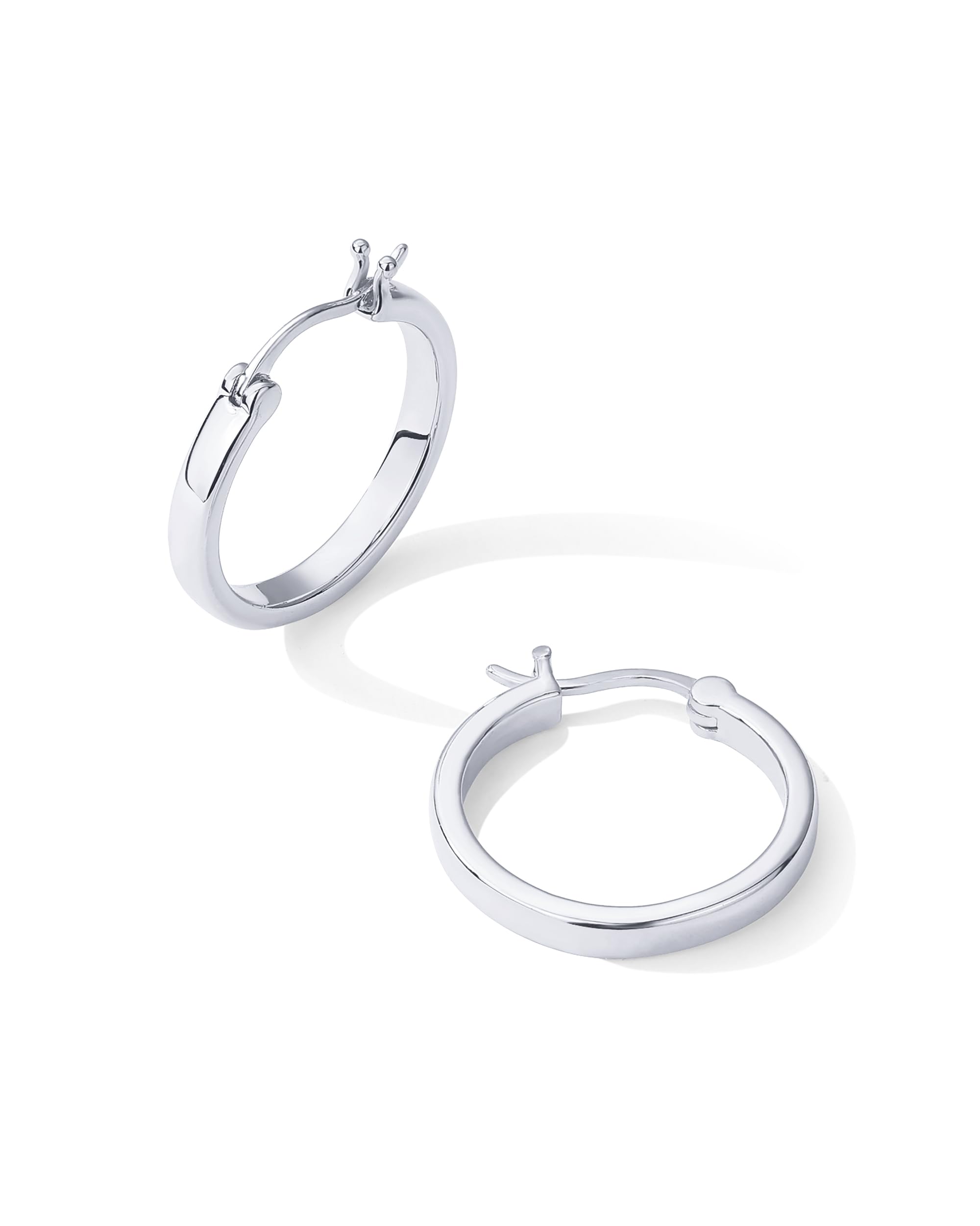 PAVOI 18K Gold Plated 925 Sterling Silver Post Lightweight Hoops | 20mm | Gold Hoop Earrings for Women (20.00, White Gold - Vermeil)