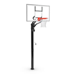 spalding 60" tempered glass u-turn in-ground basketball hoop