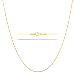 kisper 24k gold snake chain necklace – thin, dainty, gold plated stainless steel jewelry for women & men with lobster clasp, 20”