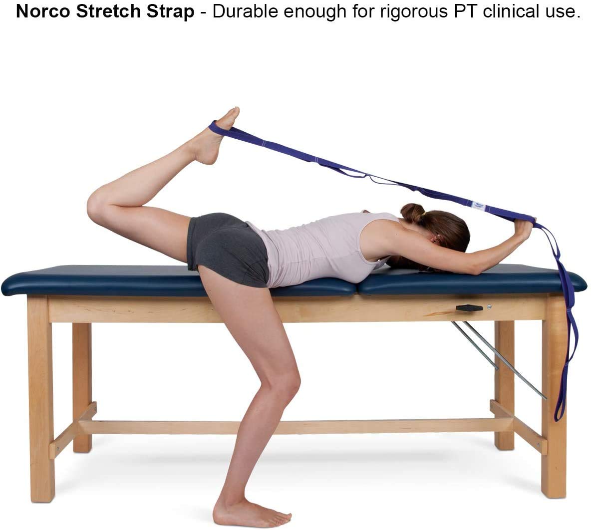 Stretch Strap with Loops for Physical Therapy, Flexibility, Range of Motion and Workouts with Exercise Book. Non-Elastic Band for Yoga, Pilates. Stretch Out Hamstring, Knee, calf, Back, Shoulder