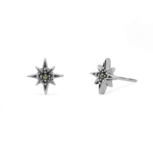 boma jewelry sterling silver marcasite north star stud earrings