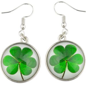 soul statement clover dangle coin earrings shamrock st patrick's day green jewelry