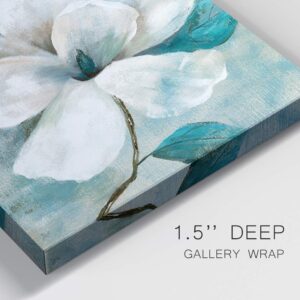 Renditions Gallery Teal Magnolia I Wall Art, Premium Gallery Wrapped Canvas Decor, Ready to Hang, 32 in H x 32 in W, Made in America Print