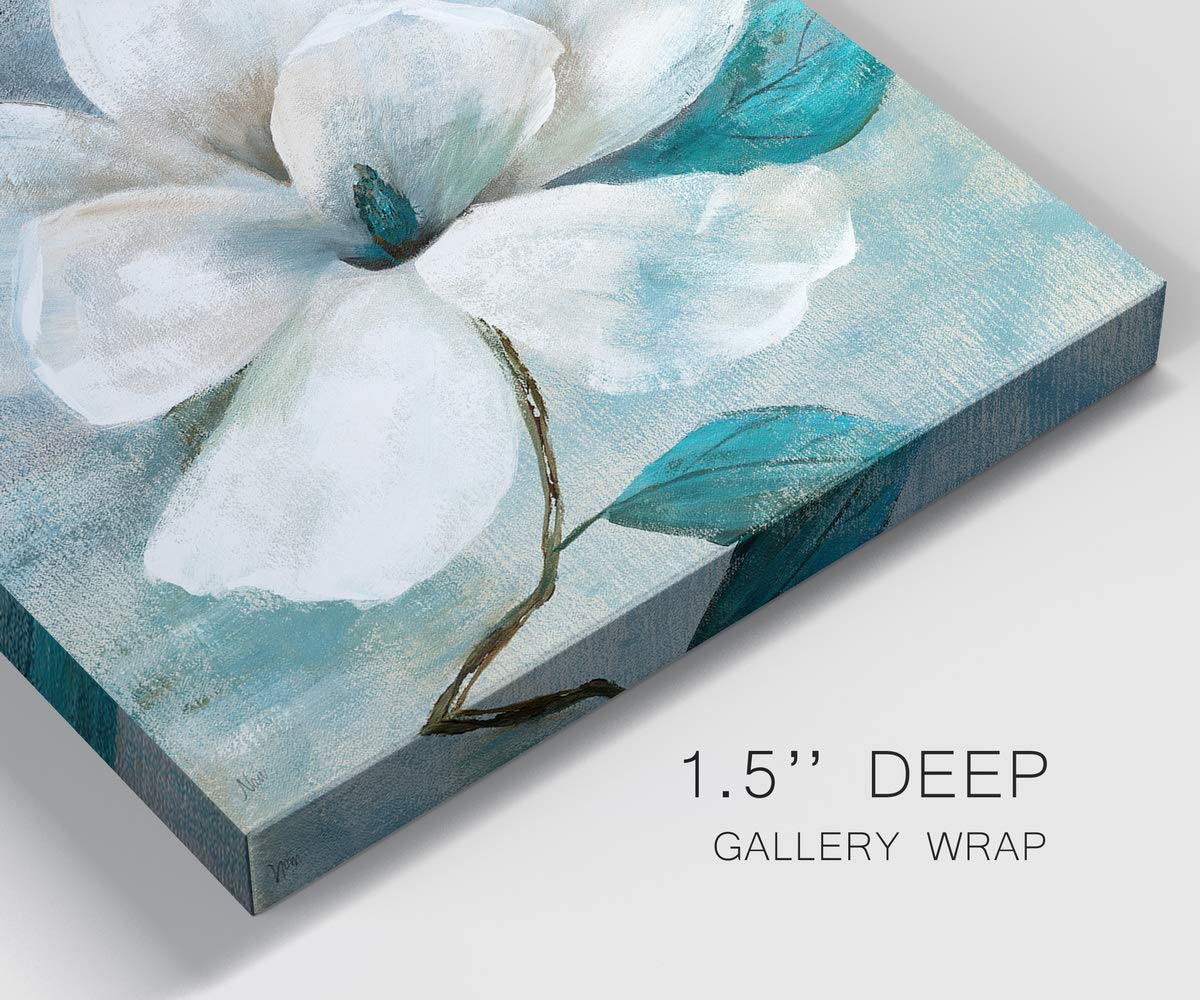 Renditions Gallery Teal Magnolia I Wall Art, Premium Gallery Wrapped Canvas Decor, Ready to Hang, 32 in H x 32 in W, Made in America Print