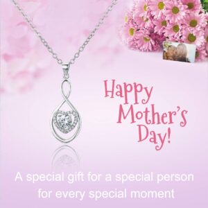 Vanjewnol Gifts for Mom, Bonus Mom Necklace from Daughter/Son, Infinity Heart Necklaces for Women, Mothersday Gift for Stepmom/Mother in Law N01D