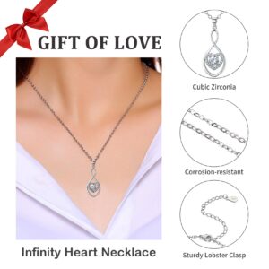 Vanjewnol Gifts for Mom, Bonus Mom Necklace from Daughter/Son, Infinity Heart Necklaces for Women, Mothersday Gift for Stepmom/Mother in Law N01D