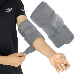 Vive Elbow Brace - Tennis Compression Sleeve - Wrap for Golfers, Bursitis, Left or Right Arm - Tendonitis Support Strap for Golf, Men and Women - Epicondylitis and Sports Recovery (Gray, Standard)