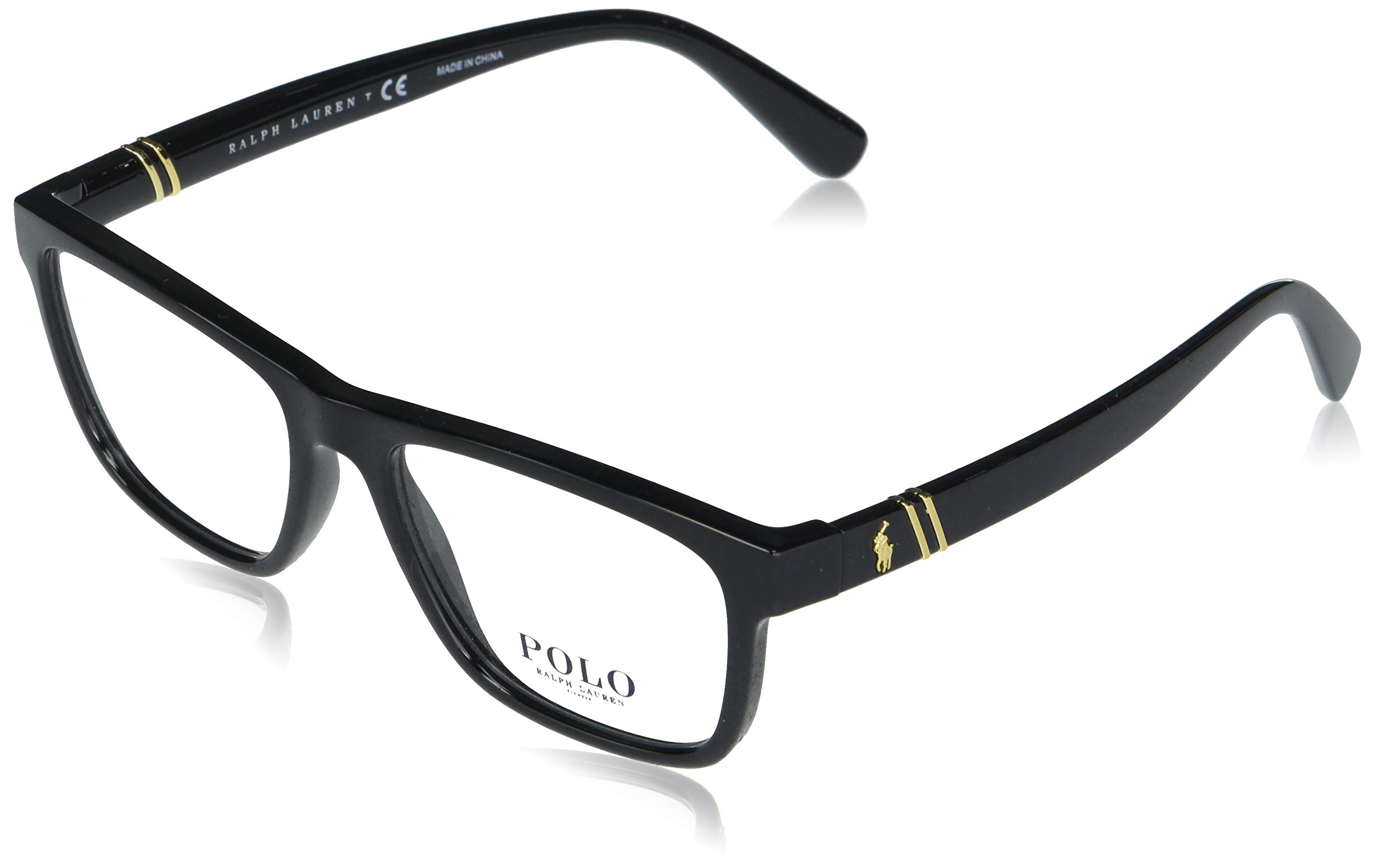 Polo Ralph Lauren Men's PH2230 Semi-Circular Prescription Eyewear Frames, Shiny Black/Demo Lens, 56 mm