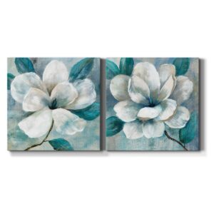 renditions gallery teal magnolia i wall art, premium gallery wrapped canvas decor, ready to hang, 32 in h x 32 in w, made in america print