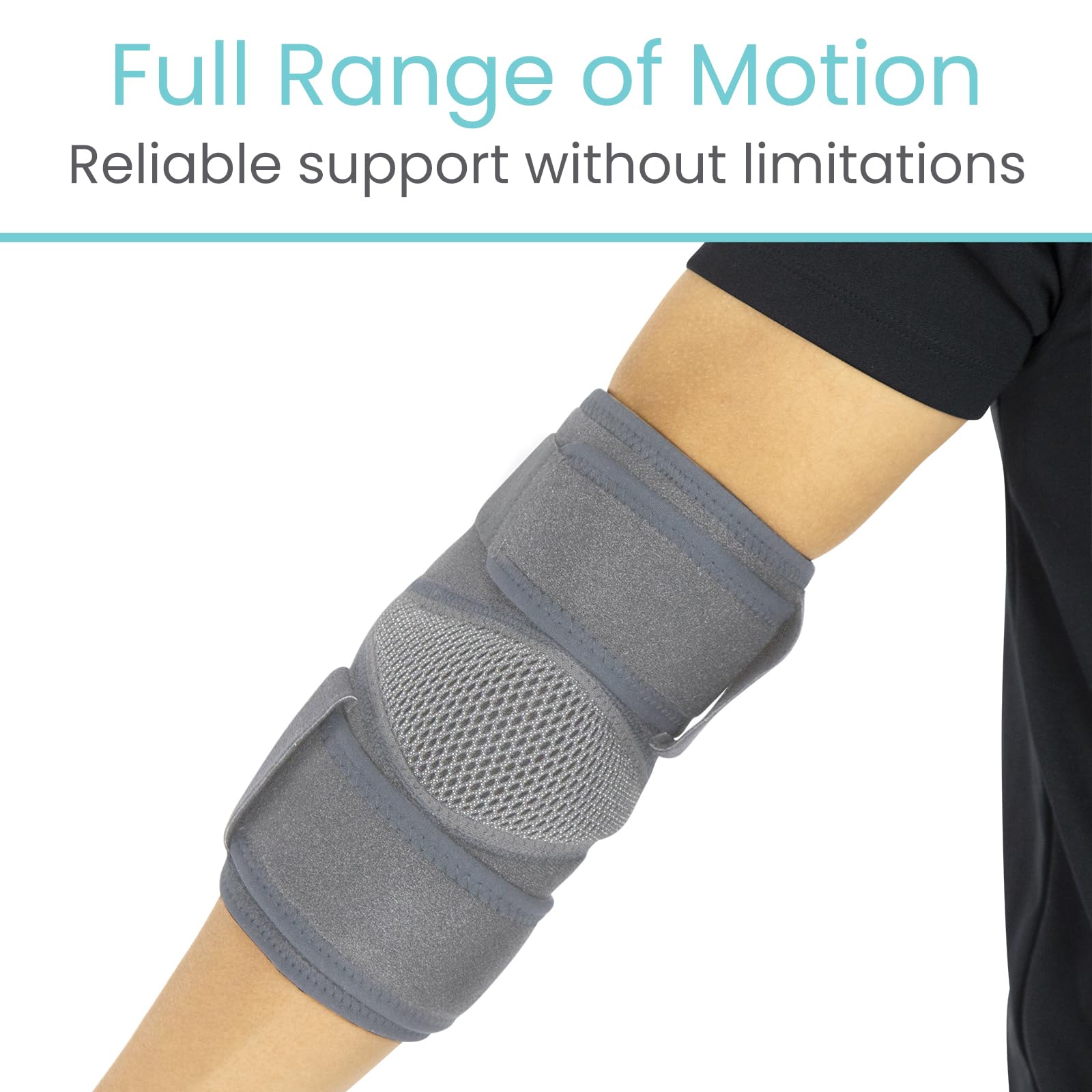 Vive Elbow Brace - Tennis Compression Sleeve - Wrap for Golfers, Bursitis, Left or Right Arm - Tendonitis Support Strap for Golf, Men and Women - Epicondylitis and Sports Recovery (Gray, Standard)