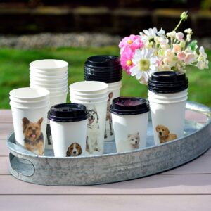 Youngever 72 Sets Disposable Coffee Cups with Lids, To Go Hot Coffee Cups, Durable Paper Cups with Lids (Dog Puppy Theme Design)