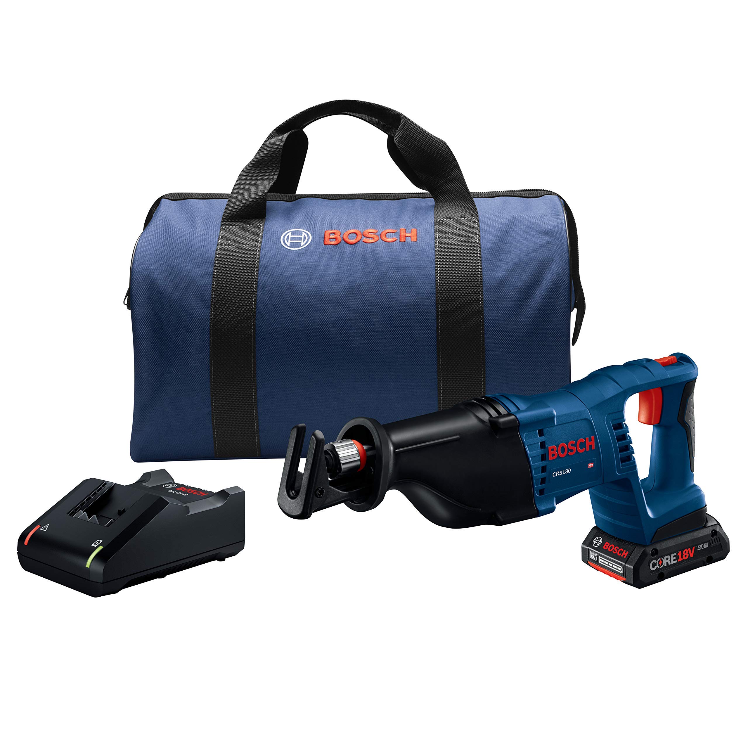 BOSCH Power Tools Reciprocating Saw Kit - CRS180-B15 18V D-Handle Saw w/ (1) 4.0 Ah CORE Battery (Refurbished) (Renewed)