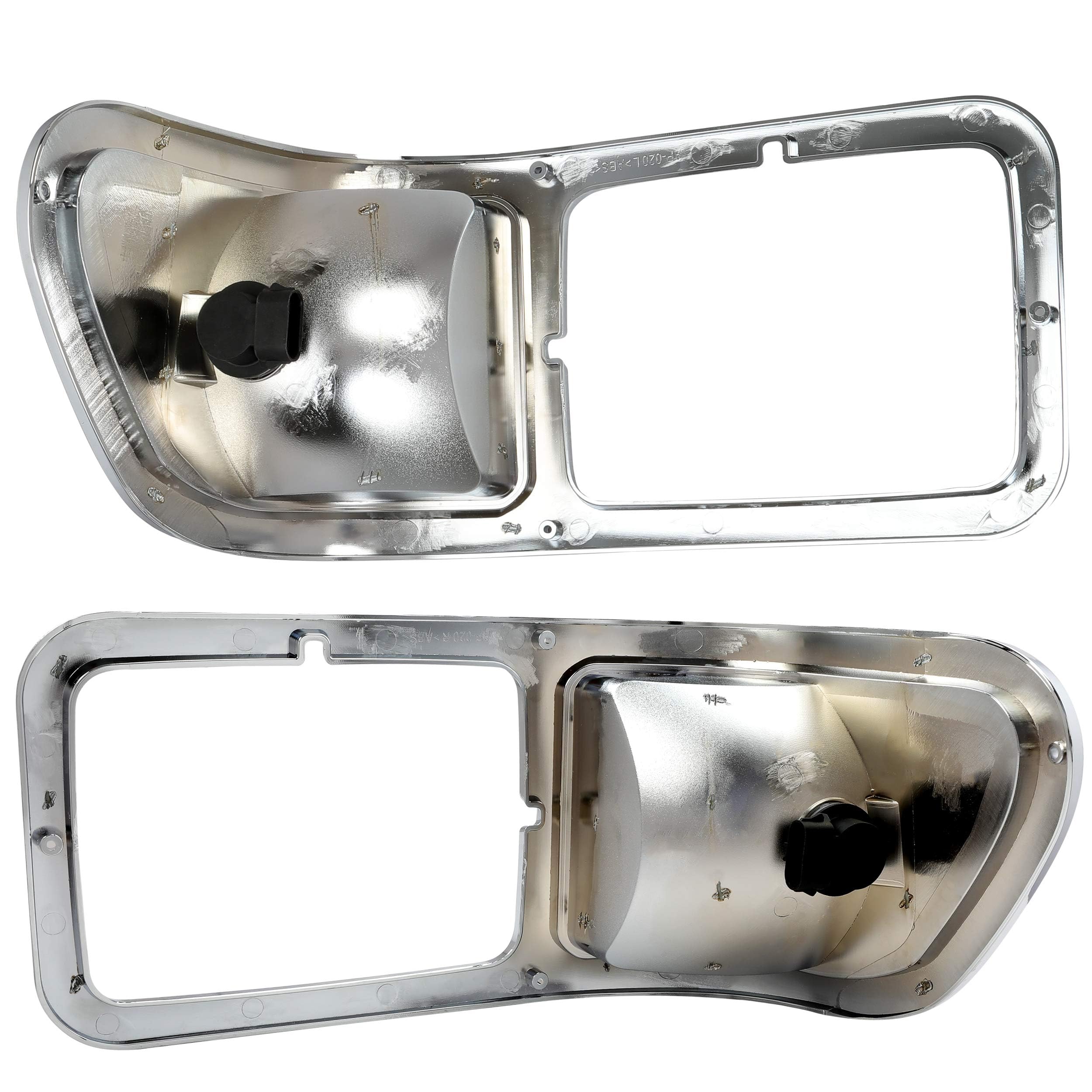 HECASA Pair Headlight Compatible With 2000-2015 FORD F650 / F750 Headlamp Bezel Trim+Corner Signal Lights Lens Driver Passenger Left Right Replaecement for YC3Z13201AA YC3Z13200AA