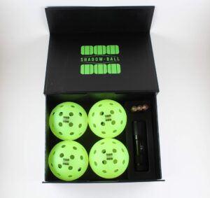 shadow-ball pickleball gift box, glow in the dark pickleballs, 4 outdoor pickleballs with charging flashlight and batteries, for those who enjoy pickleball