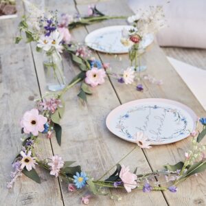 ginger ray meadow inspired artificial flower hen party decorative foliage garland 1.9m in length, colour pastel shades