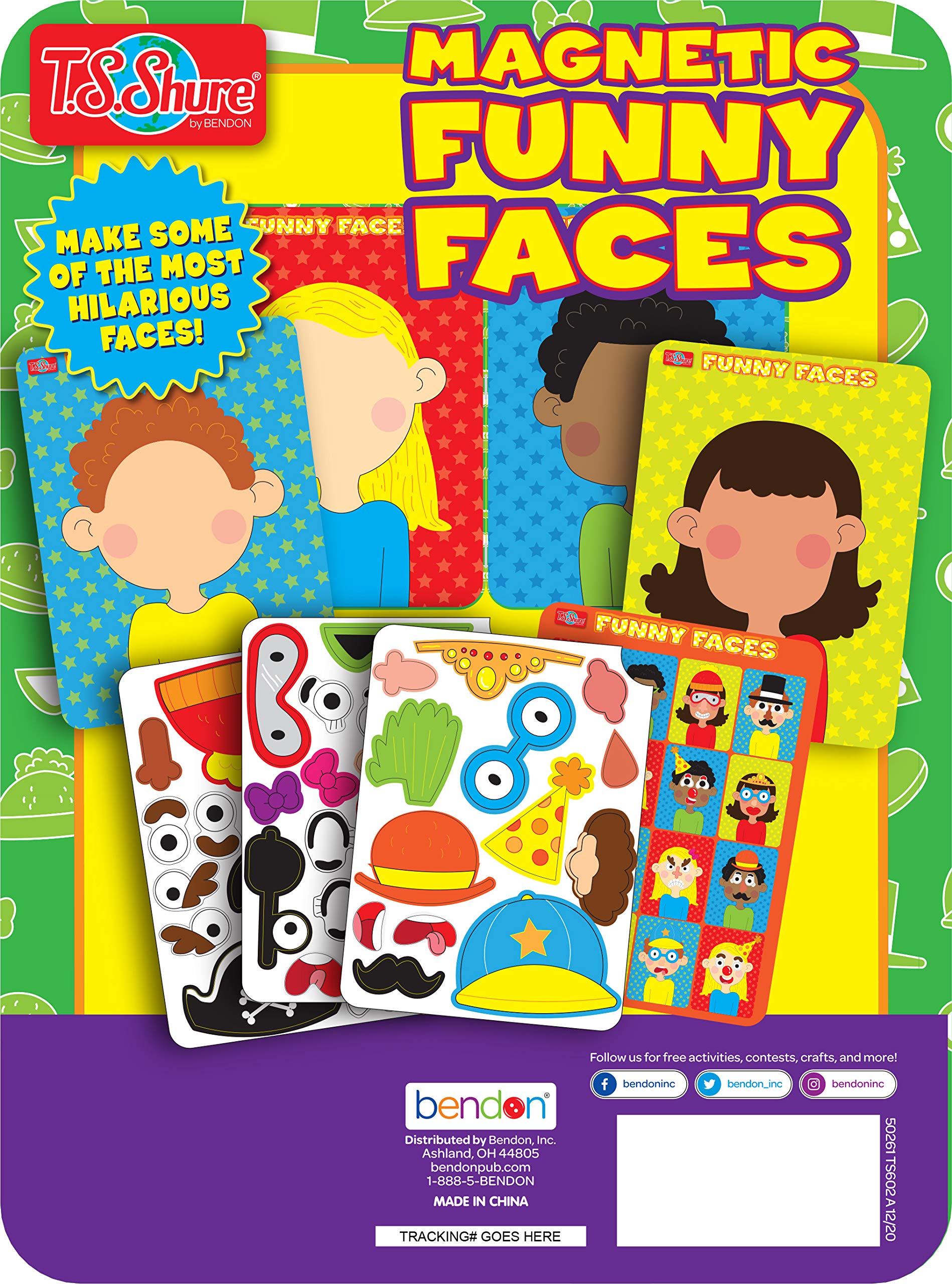 Bendon TS Shure Create Funny Faces Magnetic Activity Tin with Illustrated Magnet Sheets and Playcard 50261