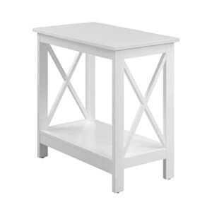 convenience concepts oxford chairside end table with shelf, white