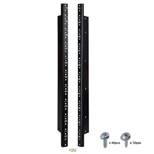 sound town 2-pack 10u steel rack rails, with black powder coated finish and screws (st-rr-10u)