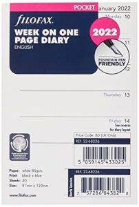 filofax pocket week per page english 2022 diary