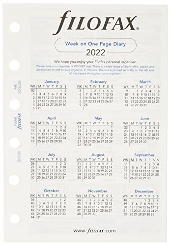 Filofax Pocket week per page English 2022 diary