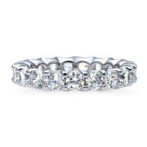 BERRICLE Sterling Silver Wedding Rings Cubic Zirconia CZ Anniversary Eternity Ring for Women, Rhodium Plated Size 9