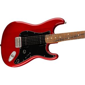 Fender Noventa Stratocaster Electric Guitar, Pau Ferro Fingerboard, Crimson Red Transparent