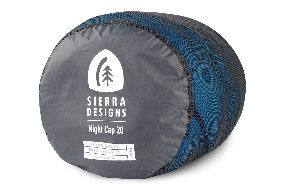 Sierra Designs Night Cap 20-20 Degree Zipperless Sleeping Bag with 100% Recycled Synthetic Insulation, Fold Over Blanket Design, Camping & Backpacking Sleeping Bag 2023 (Regular)