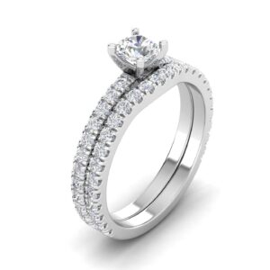 1.00 Carat TW Diamond Solitaire Bridal Set Engagement Rings in 10k White Gold (H-I, I2)