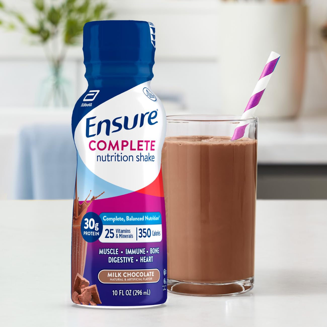 Ensure COMPLETE Nutrition Shake, 30g of Protein, Meal Replacement Shake, with Nutrients for Immune Health, Chocolate, 10 fl oz (Pack of 24)