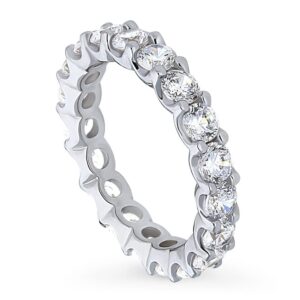 berricle sterling silver wedding rings cubic zirconia cz anniversary eternity ring for women, rhodium plated size 9