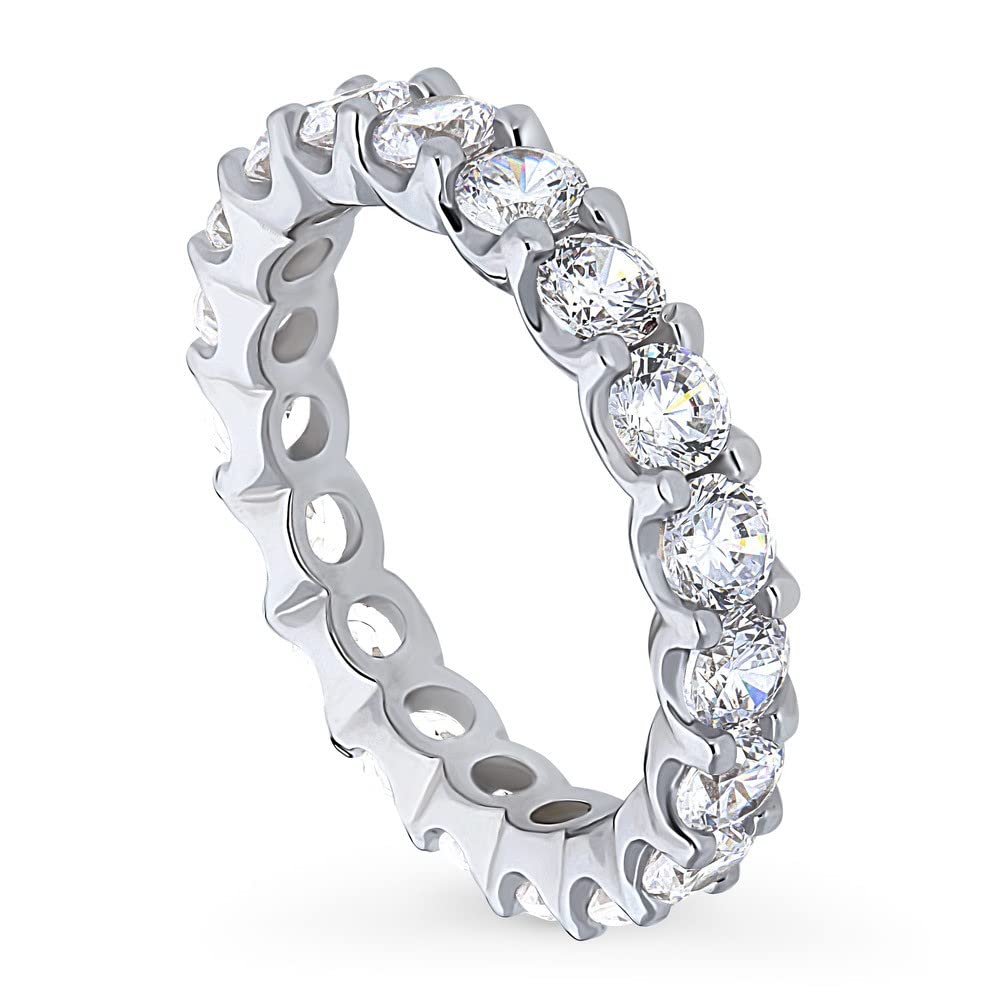 BERRICLE Sterling Silver Wedding Rings Cubic Zirconia CZ Anniversary Eternity Ring for Women, Rhodium Plated Size 9