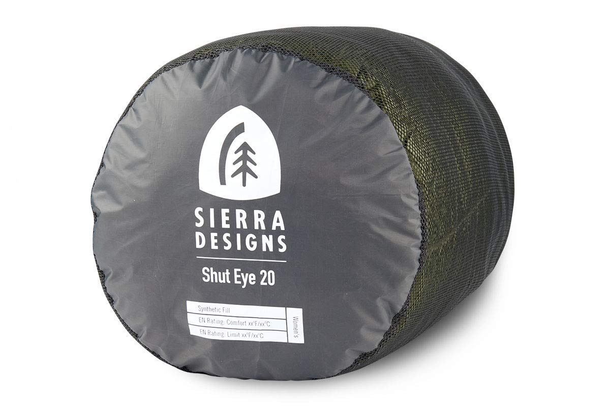 Sierra Designs Shut Eye 20 Degree Sleeping Bags - SierraLoft Synthetic, Mummy Style Camping & Backpacking Sleeping Bags for Men & Women, Stuff Sack Included