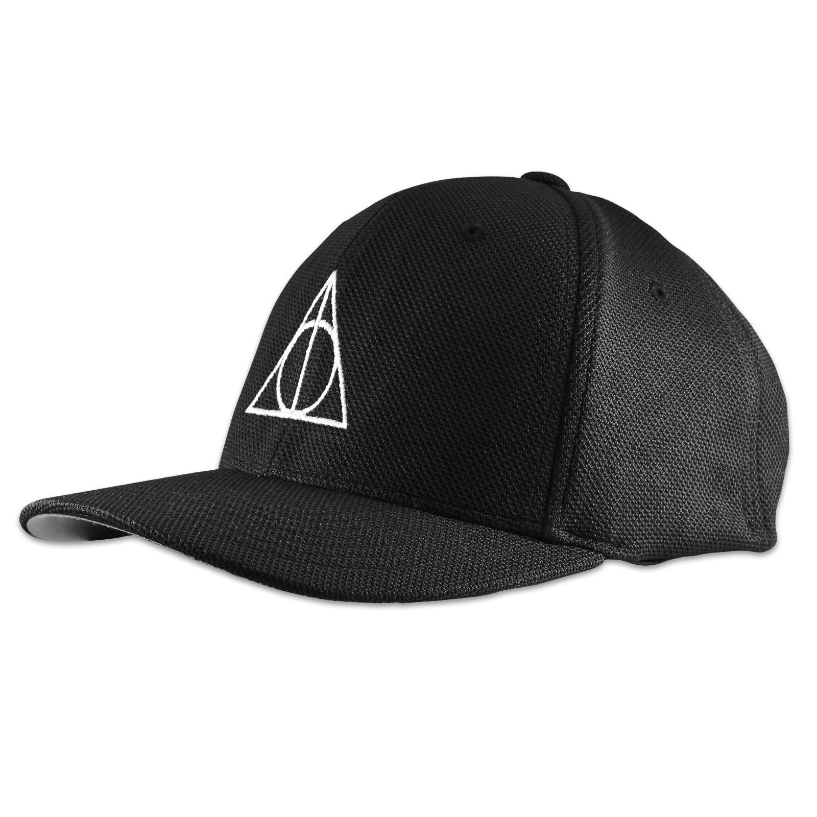 Deathly Wand Stone Cloak Symbol Embroidered Flexfit Adult Cool & Dry Sport Cap Hat - [Black][L/XL]