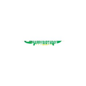 creative converting 350517 alligator birthday party happy birthday banner, 1 ct bright green, blue, and yellow, 72.5" x 7.25"