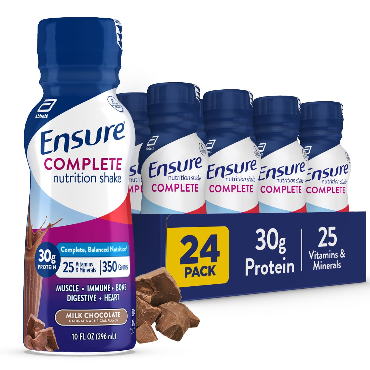 Ensure COMPLETE Nutrition Shake, 30g of Protein, Meal Replacement Shake, with Nutrients for Immune Health, Chocolate, 10 fl oz (Pack of 24)