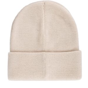 Levi's Unisex Adult All Season Comfy Leather Logo Patch Cuffed Hero Beanie Hat, Cream Solid