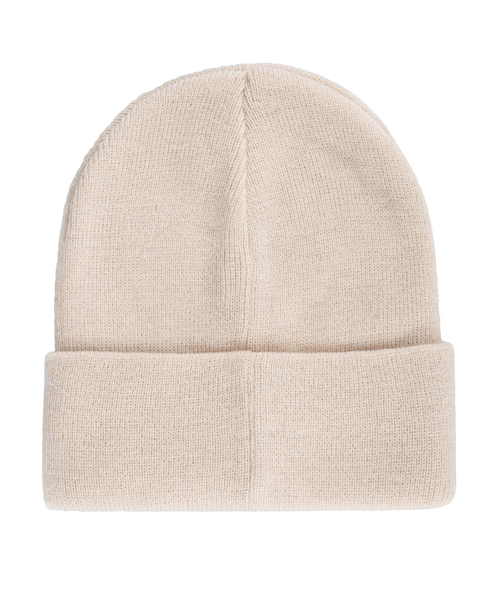 Levi's Unisex Adult All Season Comfy Leather Logo Patch Cuffed Hero Beanie Hat, Cream Solid