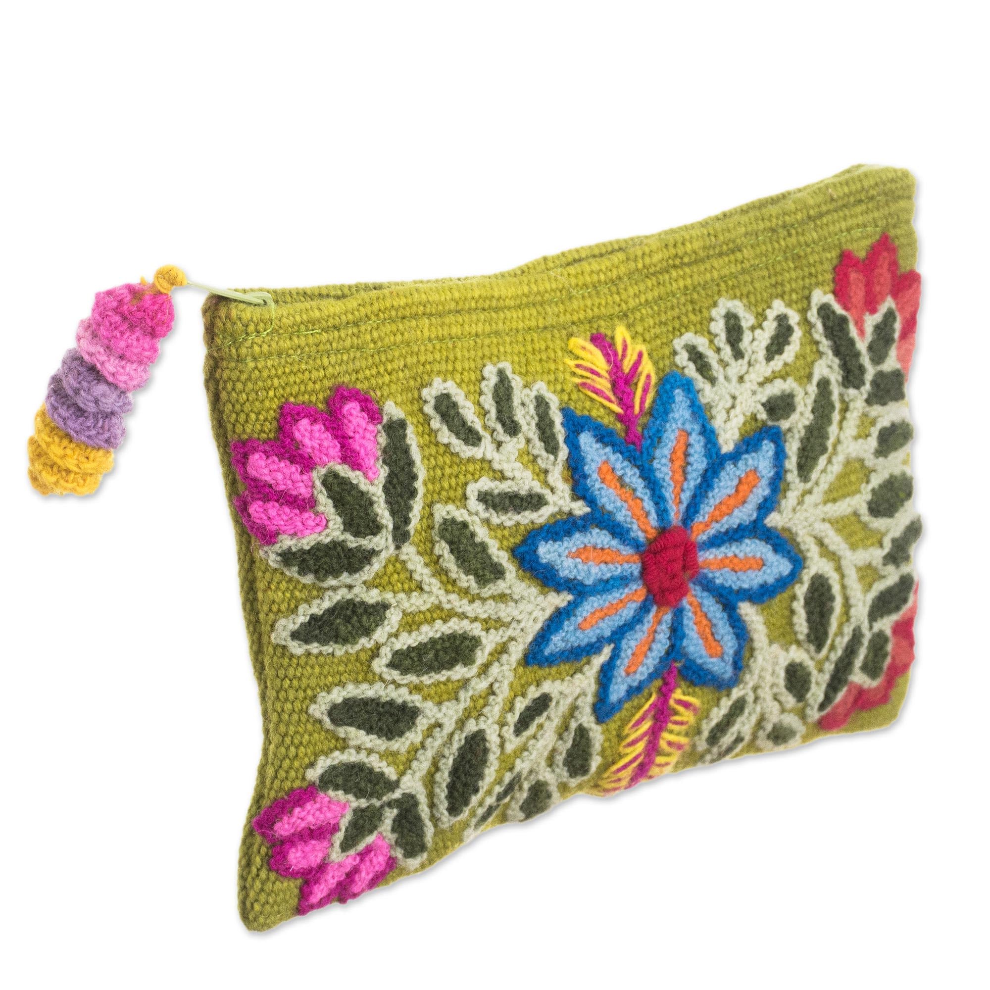 NOVICA Multicolor Alpaca Clutch Bag, Floral Flourish'