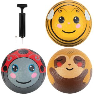 gaga ball xtreme 3 pack - 8.5 inch animal playground balls w air pump - durable rubber balls for kickball, dodge ball, handball, four square, camp, kids party games - great for outside summer play