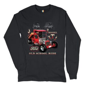 ford model t old school ride long sleeve t-shirt vintage hot rod licensed black medium