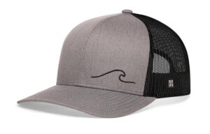 haka ocean wave embroidered trucker hat, outdoor hat for men & women, adjustable baseball cap, mesh snapback, golf hat (grey/black)