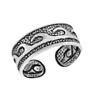 aeravida stylish ocean's surf wave sterling silver toe or pinky ring